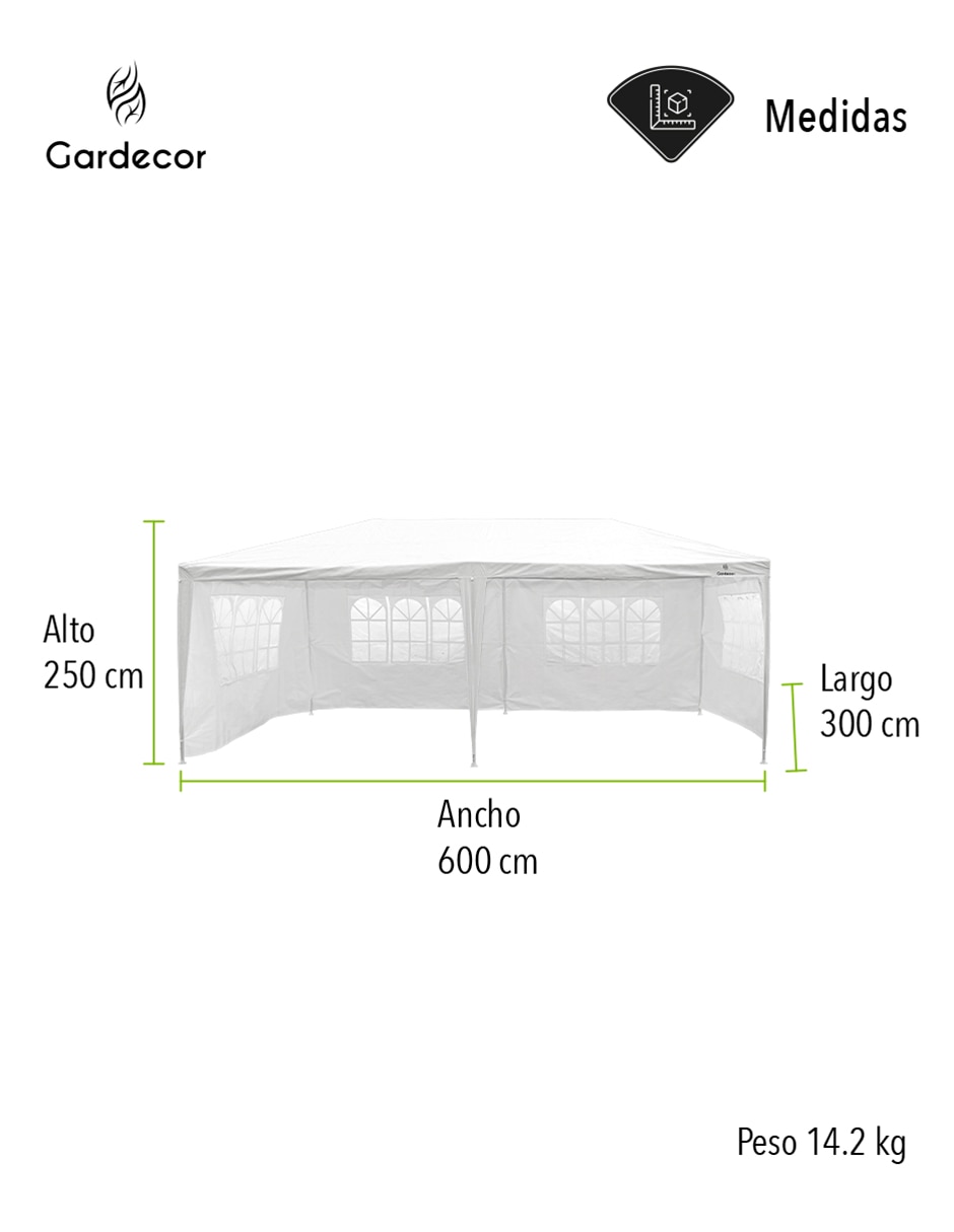 Carpa Gardecor ancho 600 cm x largo 300 cm 2