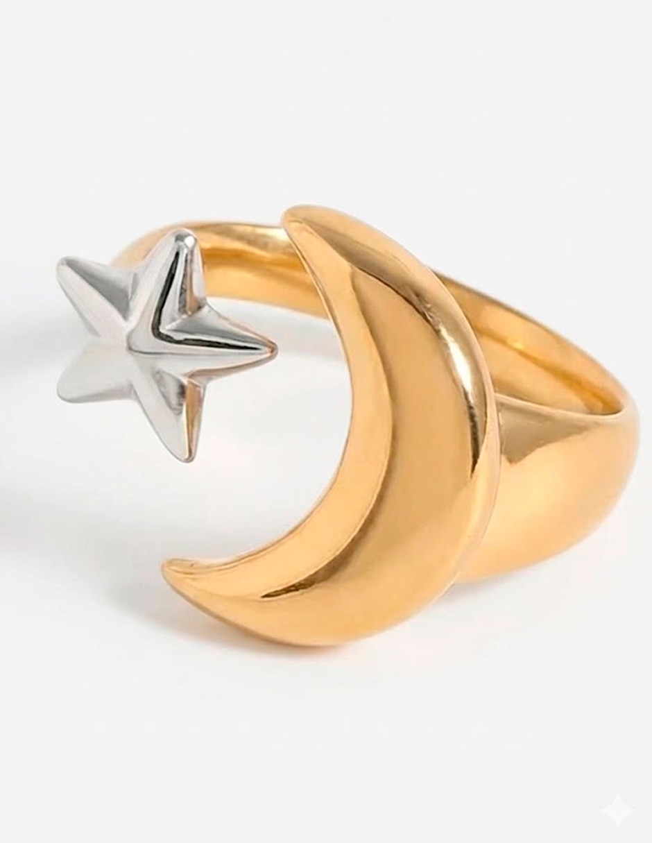 Anillo de luna Nira 14 k de oro laminado brillante
